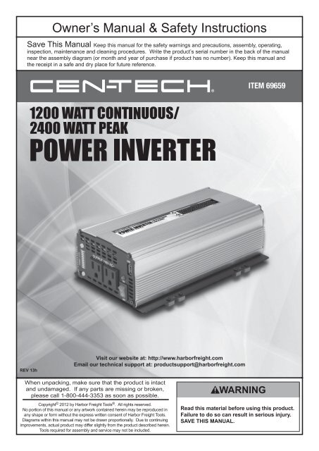 POWER INVERTER - Harbor Freight Tools