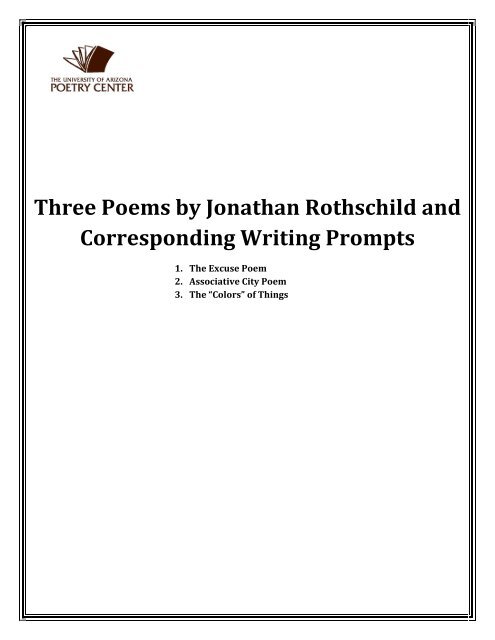 Three Poems by Jonathan Rothschild and Corresponding Writing ...