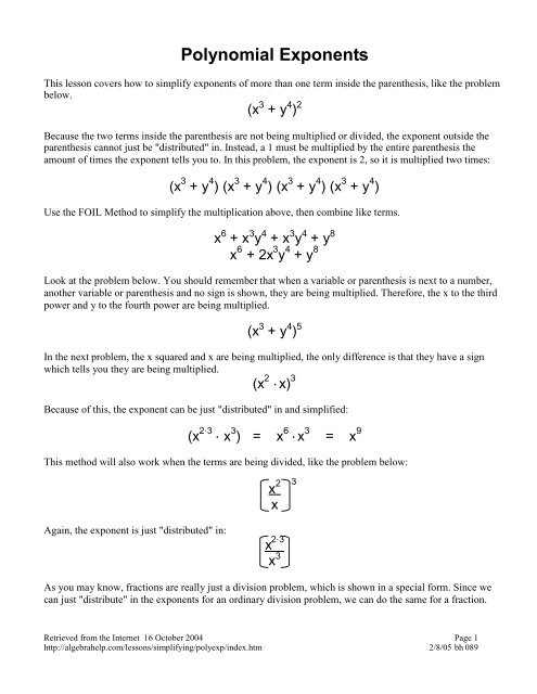 089 Polynomial Exponents