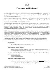 MLA Style Sheet for Bibliography and Footnotes/Endnotes