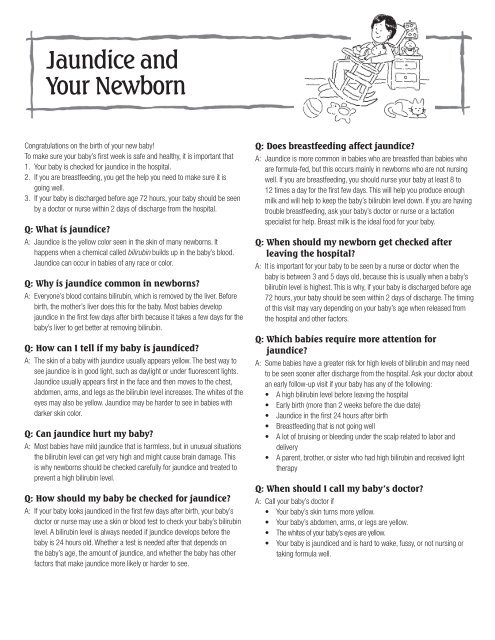 Jaundice and your Newborn (.pdf) - Walpole Pediatric Associates
