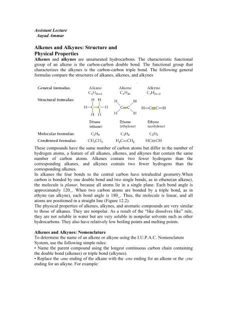 Alkyne Structural Formula