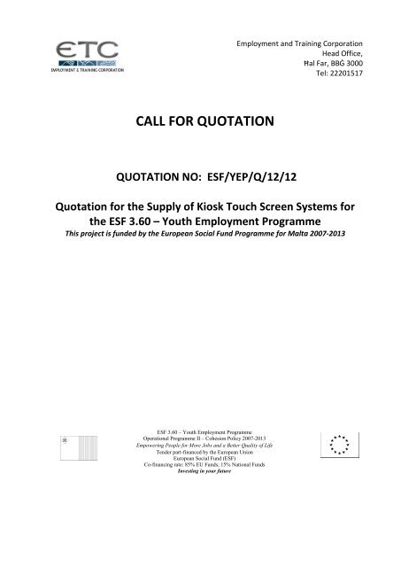 CALL FOR QUOTATION - ETC