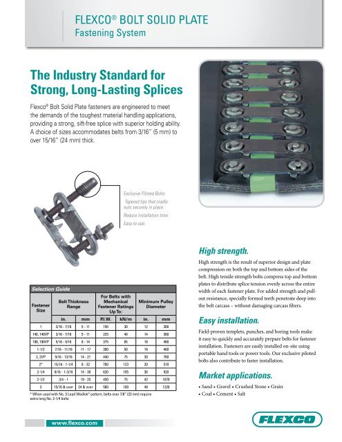 FlexcoÂ® Bolt Solid Plate Fastener System