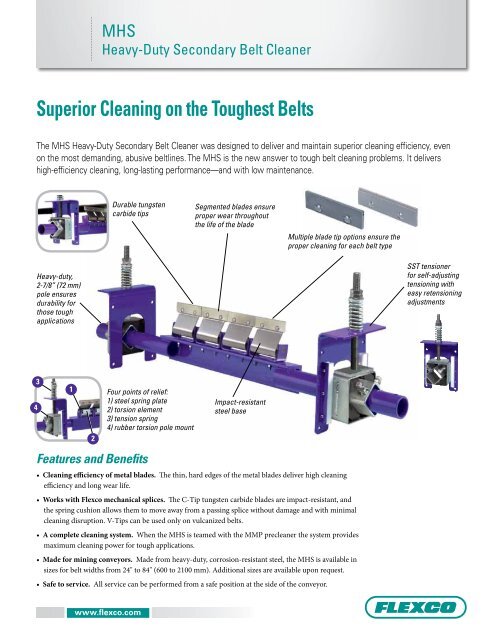 MHS Heavy-Duty and Reversing Secondary Cleaner - Flexco