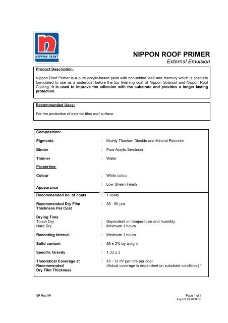 Nippon Roof Primer - Nippon Paint Malaysia