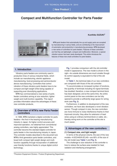 Compact and Multifunction Controller for Parts Feeder - NTN