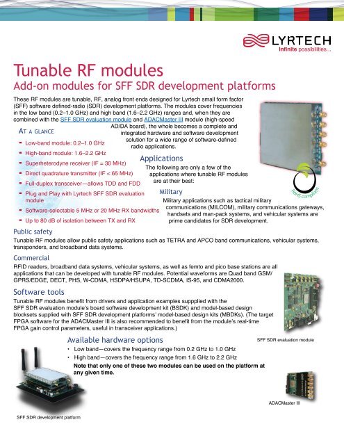 Tunable RF module product sheet