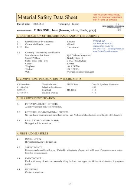 7001G Mikrosil Silicone - EVIDENTÂ® Crime Scene Products