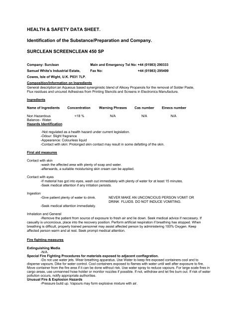download MSDS - Process Support Products