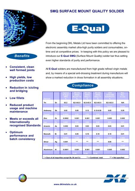 smq surface mount quality solder - Process Support Products