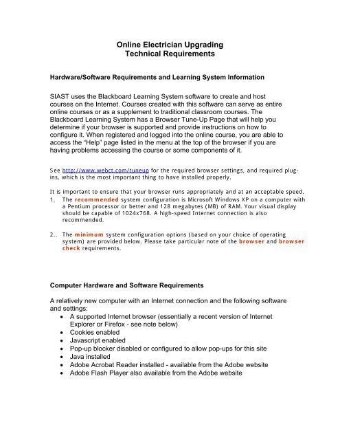 minimum technical requirements minimum technical requirements