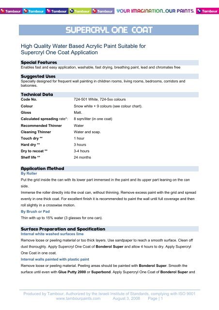 SUPERCRYL ONE COAT - Tambour Paints