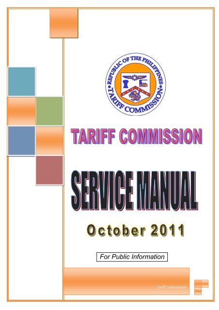 TC Service Manual 2011 - Philippine Tariff Commission