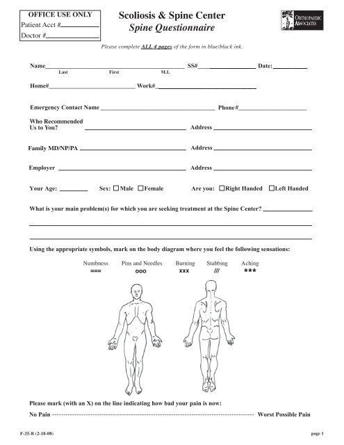 Scoliosis & Spine Center Spine Questionnaire - Towson ...