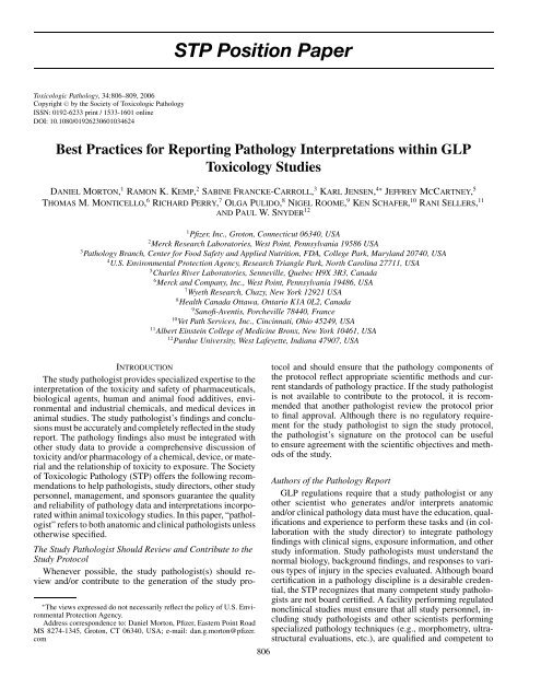 STP Position Paper - Society of Toxicologic Pathologists