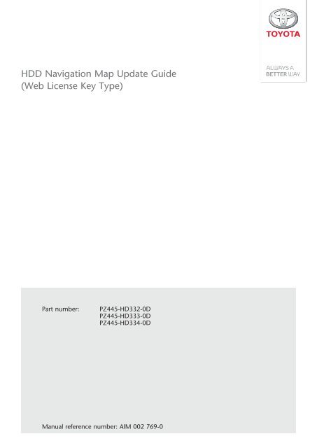 HDD Navigation Map Update Guide (Web License ... - Toyota-tech.eu