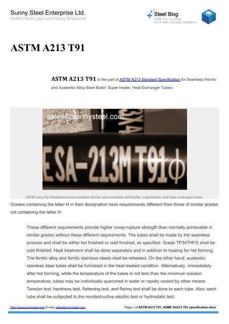 ASTM A213 T91