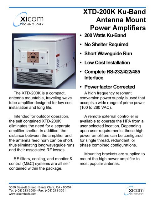 XICOM, XTD-200K Ku-Band Antenna Mount Power Amplifiers
