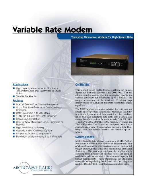 Microwave Radio, Variable Rate Modem