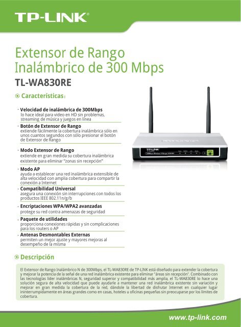 TL-WA830RE_V1.0_Datasheet_mx - TP-Link