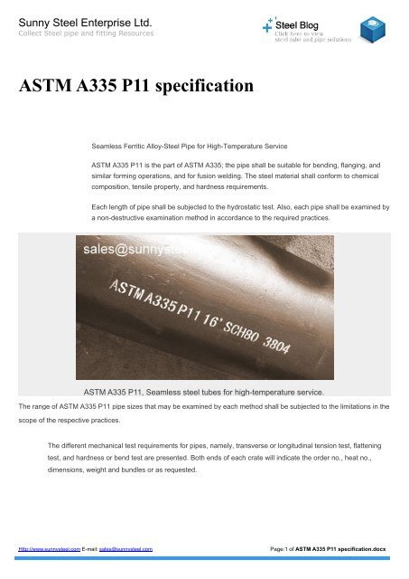 ASTM A335 P11 specification