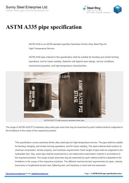 ASTM A335 pipe specification