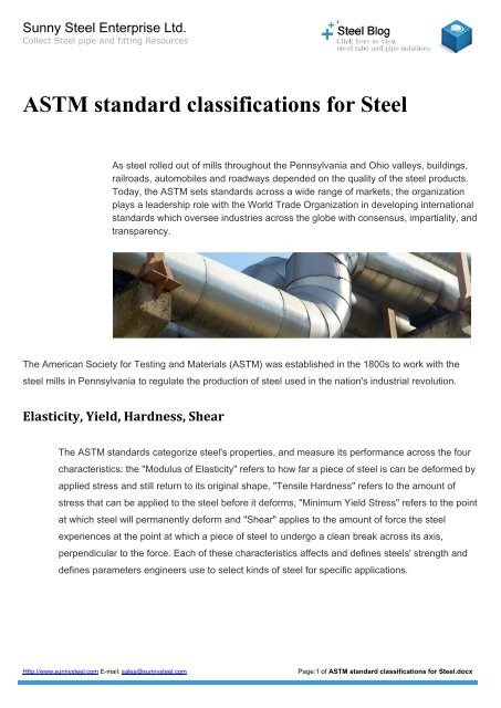 ASTM standard classifications for Steel