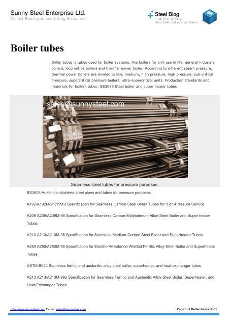 Boiler tubes