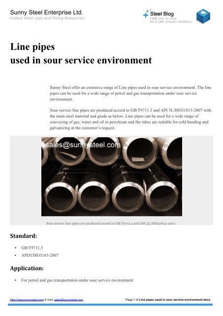 Line pipes used in sour service environment