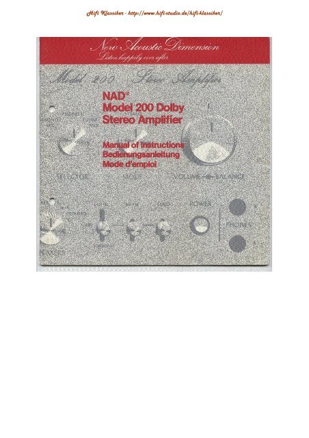 NAD 200 manual - HiFi-Studio