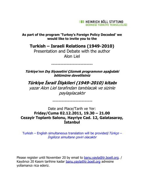 TÃ¼rkiye Ä°srail Ä°liÅ kileri (1949-2010) kitabÄ± yazar Alon Liel ...