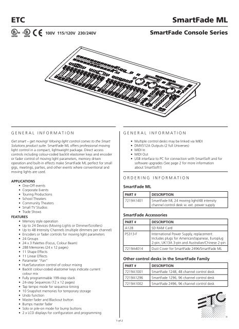 SmartFade ML Datasheet - ETC