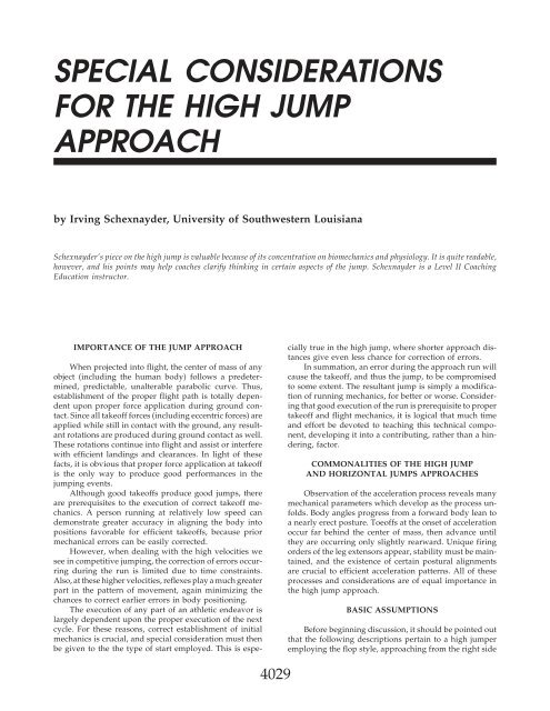 High Jump Approach