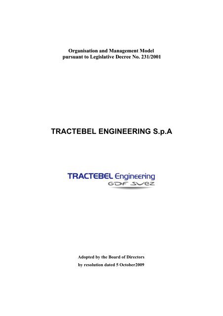 Organisation and Management Model - Tractebel Engineering