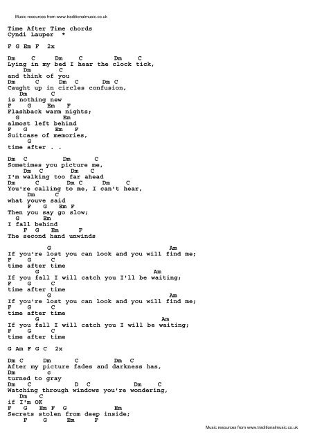 Guitar Chords For Time After Time