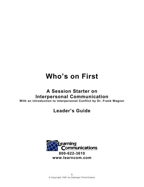 Who's on First - Learning Communications