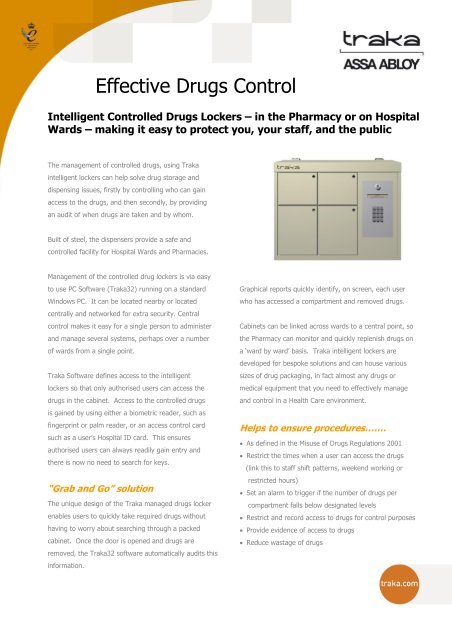 Drugs Control - Intelligent lockers - Traka