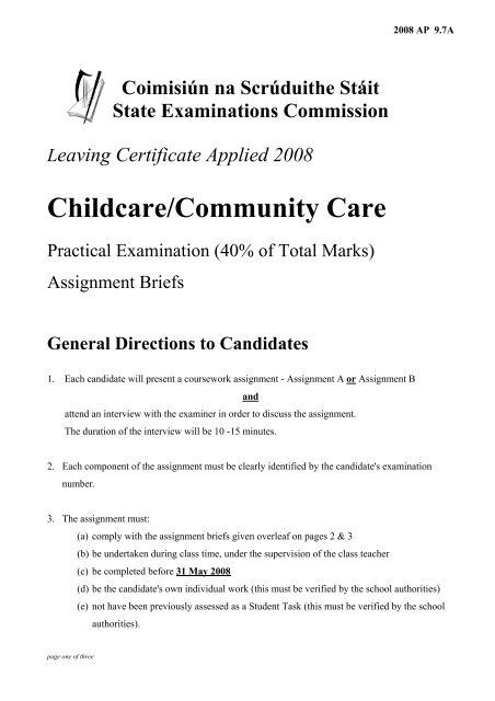 Childcare/Community Care - Leaving Certificate Applied