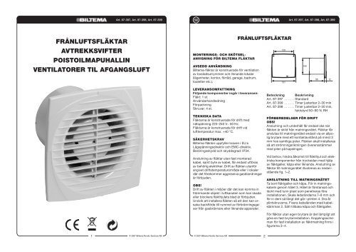 frÃ¥nluftsflÃ¤ktar avtrekksvifter poistoilmapuhallin ventilatorer ...