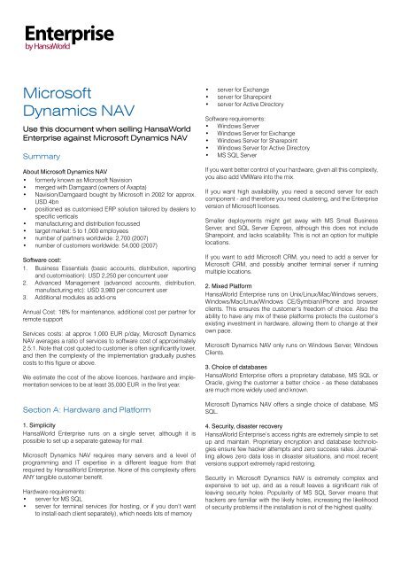 Microsoft Dynamics NAV - HansaWorld