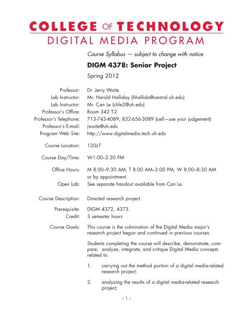 DIGITAL MEDIA PROGRAM - Graphic Communications Technology ...