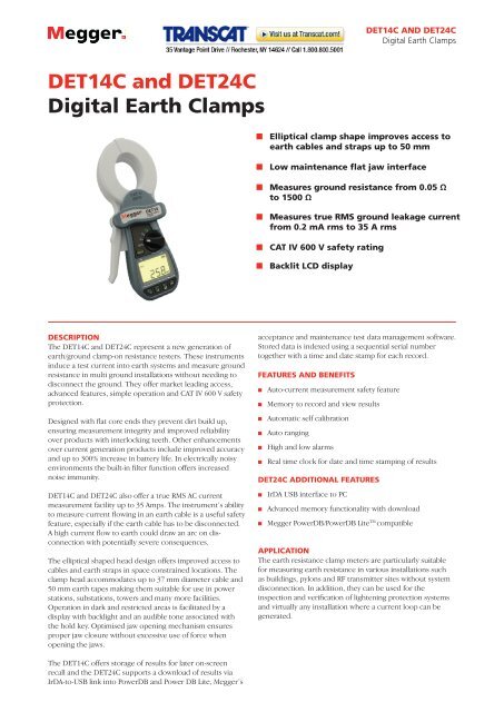 Det14c and det24c digital earth clamps - Transcat