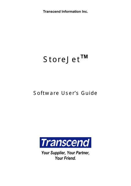 StoreJet Software User's Guide - Transcend