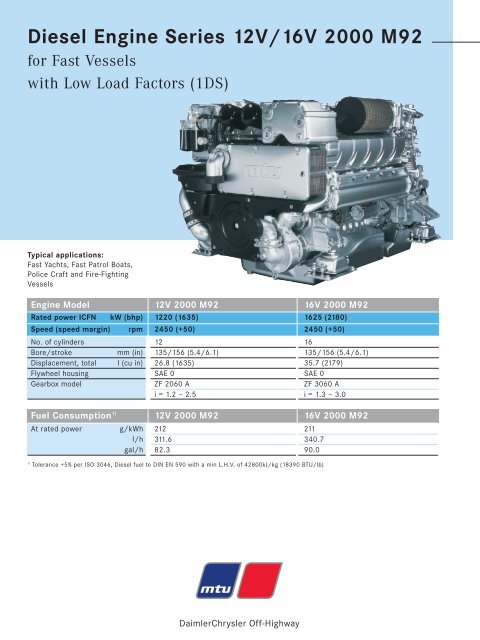 Diesel Engine Series 12V/16V 2000 M92 - TransDiesel