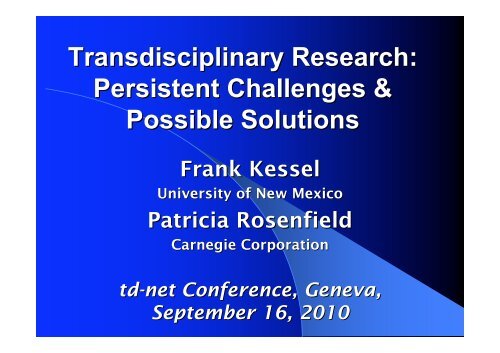 ppt-pdf - SAGUF Network for Transdisciplinary Research