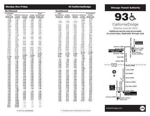 Schedule - Route 93 - California/Dodge - Chicago Transit Authority