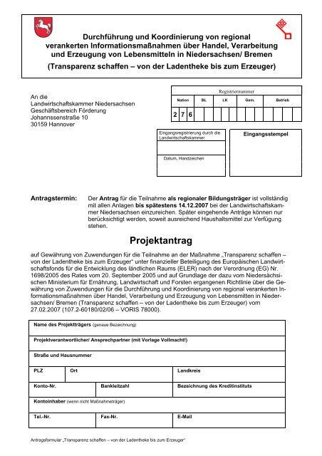 Projektantrag - Transparenz schaffen