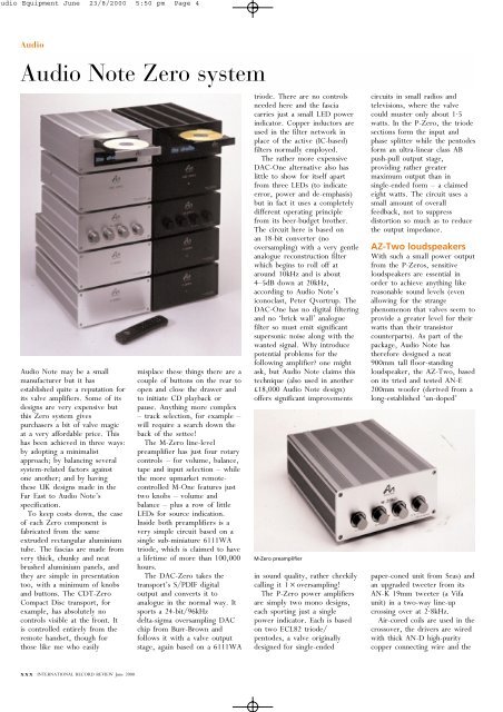 Audio Note Zero system