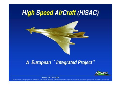 HIgh Speed AirCraft (HISAC) - Aeronautics Days 2006